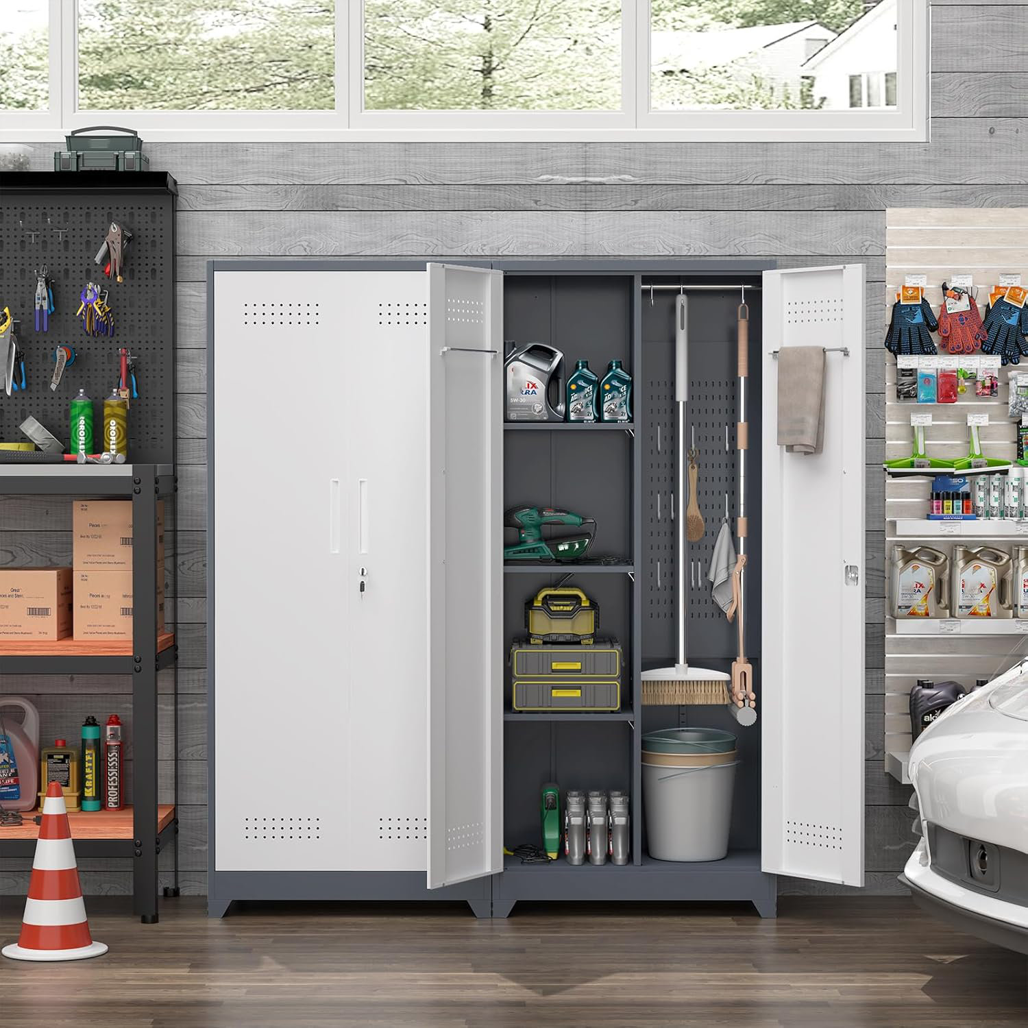 WFX Utility™ 65"h Broom Closet Storage Cabinet, Utility Closet For Brooms And Mops, Cleaning ...